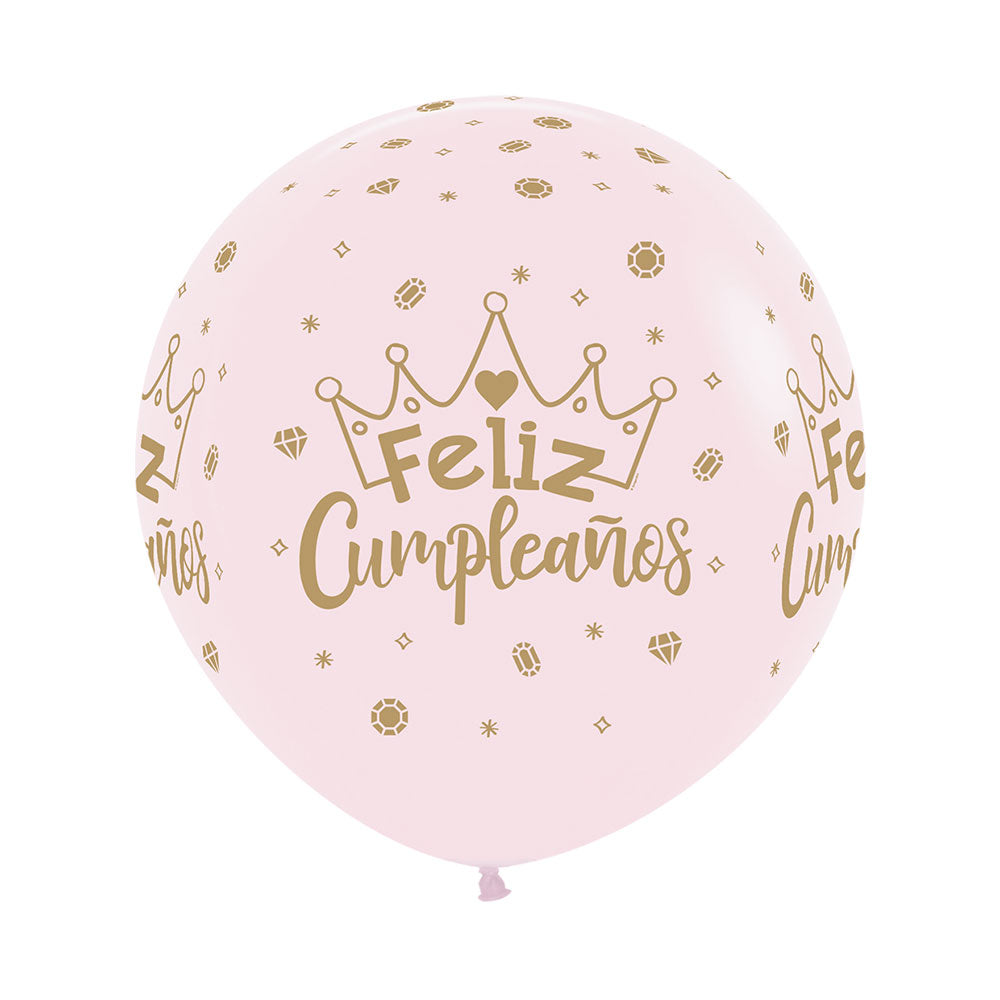 ROUND LATEX PARTY BALLOON INFINITY HAPPY BIRTHDAY CROWNS PASTEL MATTE ...